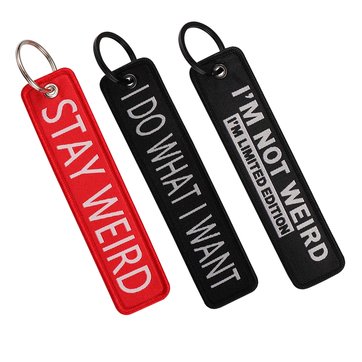 Halloween-Horror-Stay-Weird-Embroidery-Key-Fobs-Key-Tags-Keychains-For ...