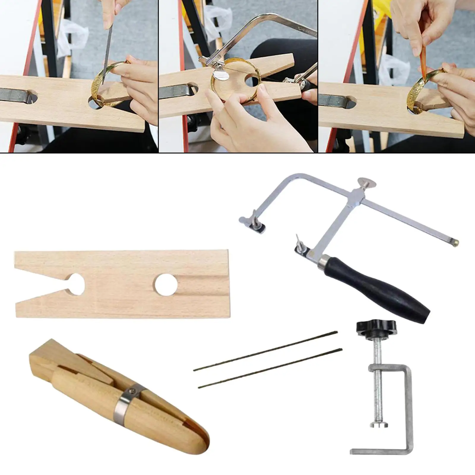 Adjustable Jeweler Saw Set Bench Pin Tools Set Wood Metal Saw Frame ...