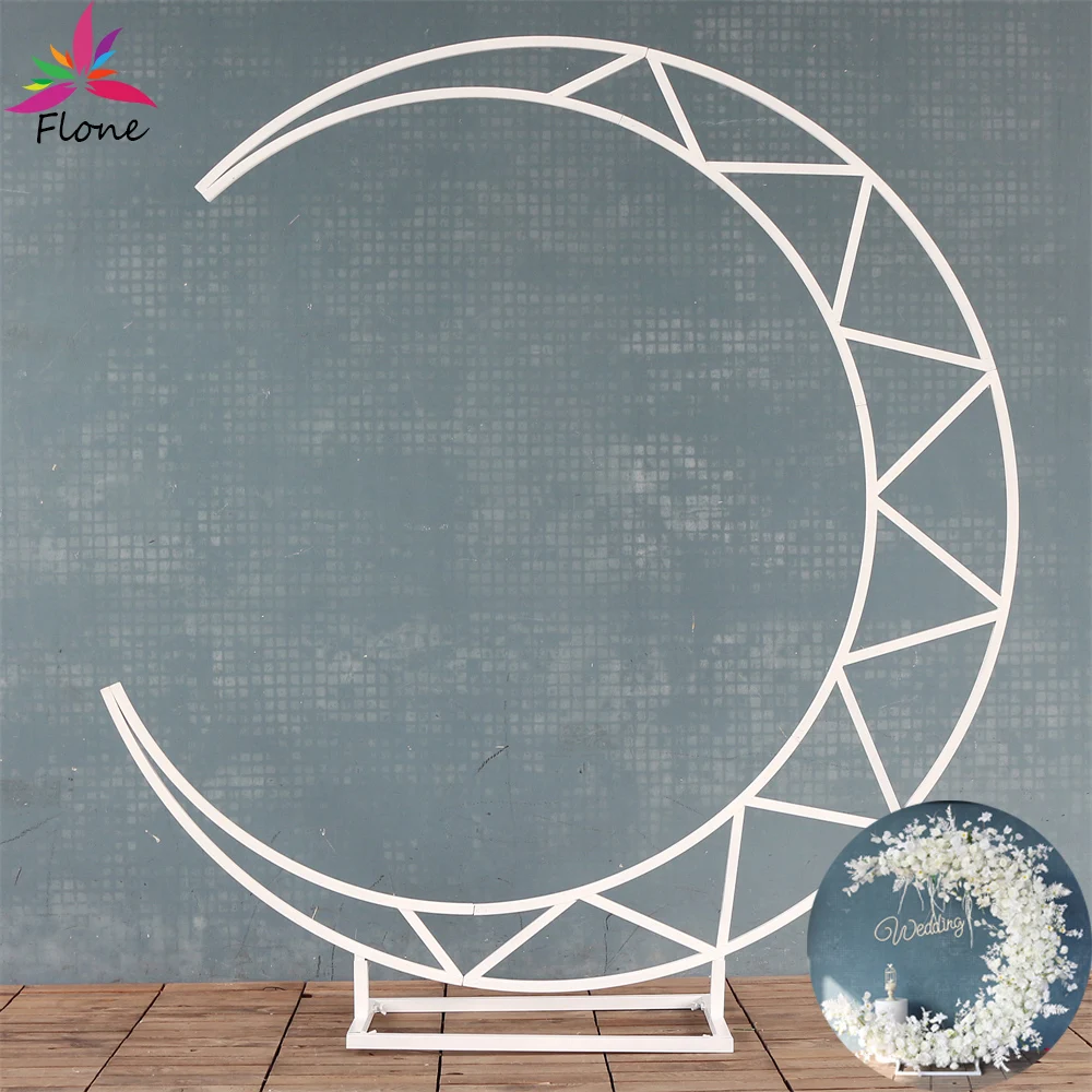 Moon-Shape-Wedding-Metal-Arch-Party-Backdrop-Iron-Stand-Frame-Flowers ...
