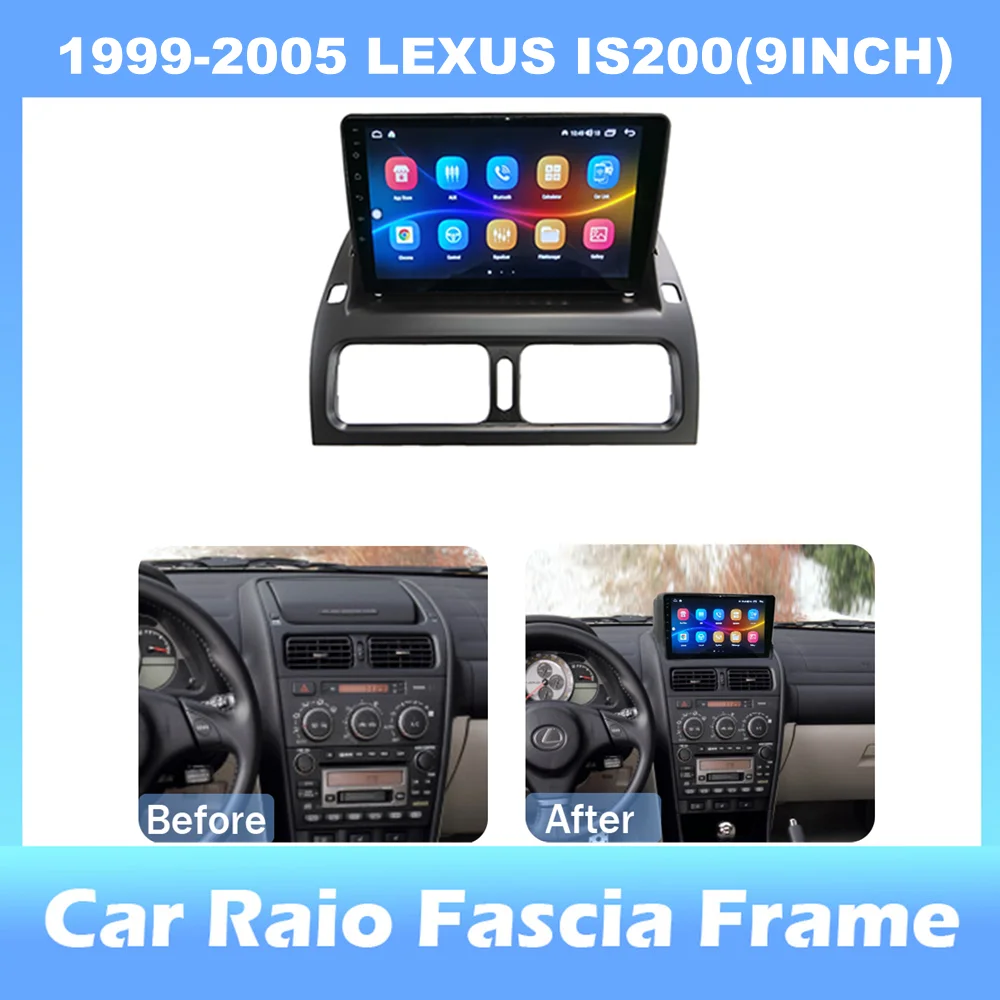Painel de rádio do carro de 9 polegadas 2din para lexus is200 1999 2005 ...
