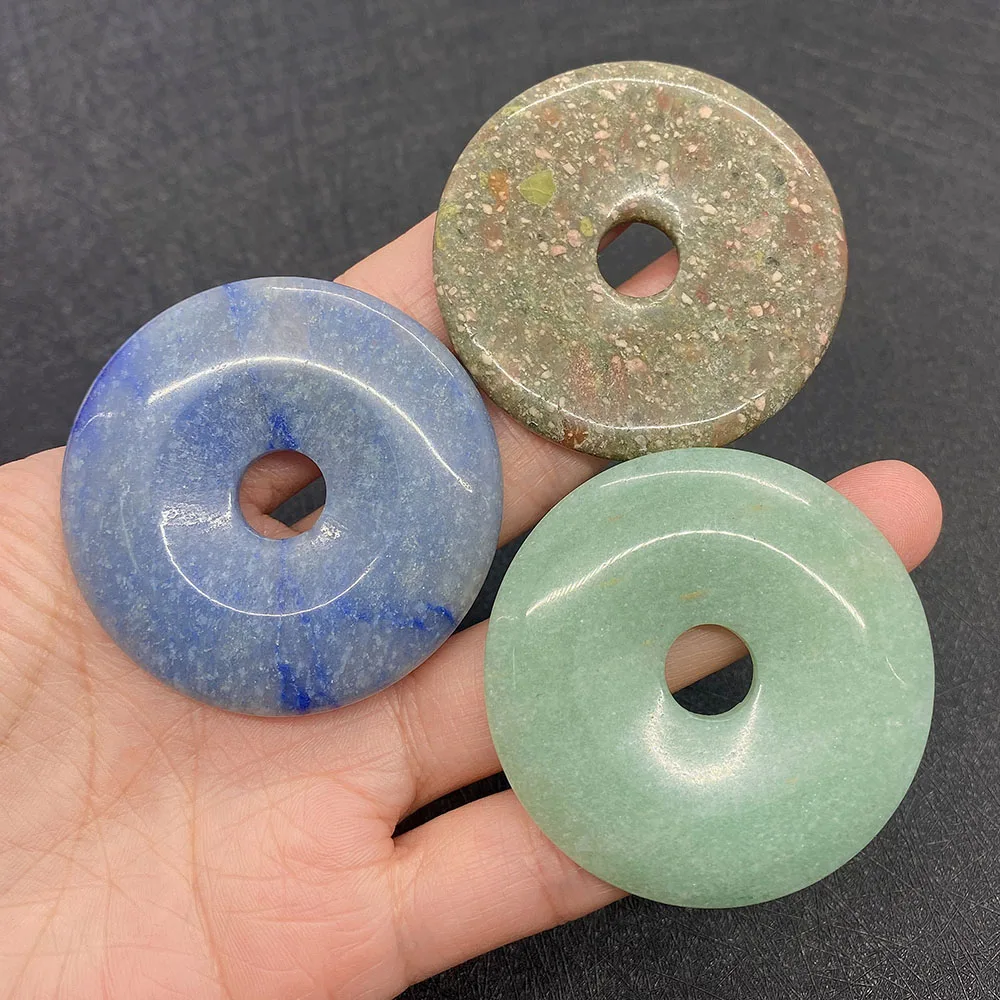 Assorted-Natural-Mixed-Donuts-Round-Safety-Clasp-Stone-Bead-Pendant ...