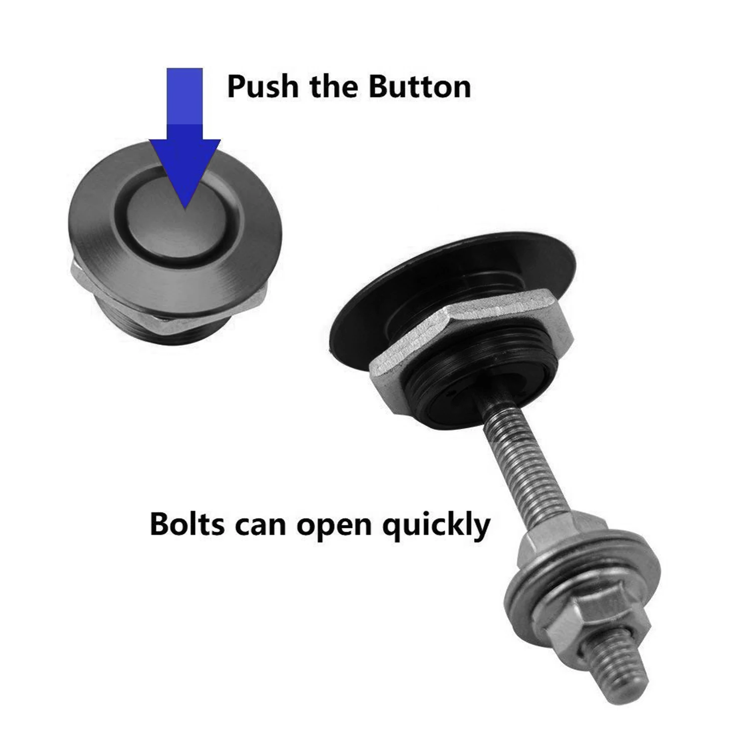 1 Set Universal Push Button Quick Release Hood Bonnet Lock Clip Latch ...