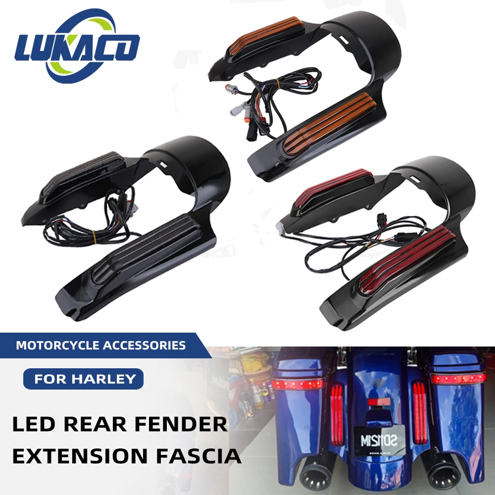 Motorcycle-LED-Light-Rear-Fender-Extension-Fascia-For-Harley-Touring ...