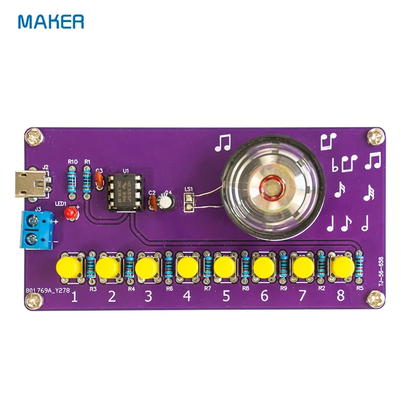 NE555 Electronic Piano Kit 8 Steps Musical Note Fun DIY Soldering ...