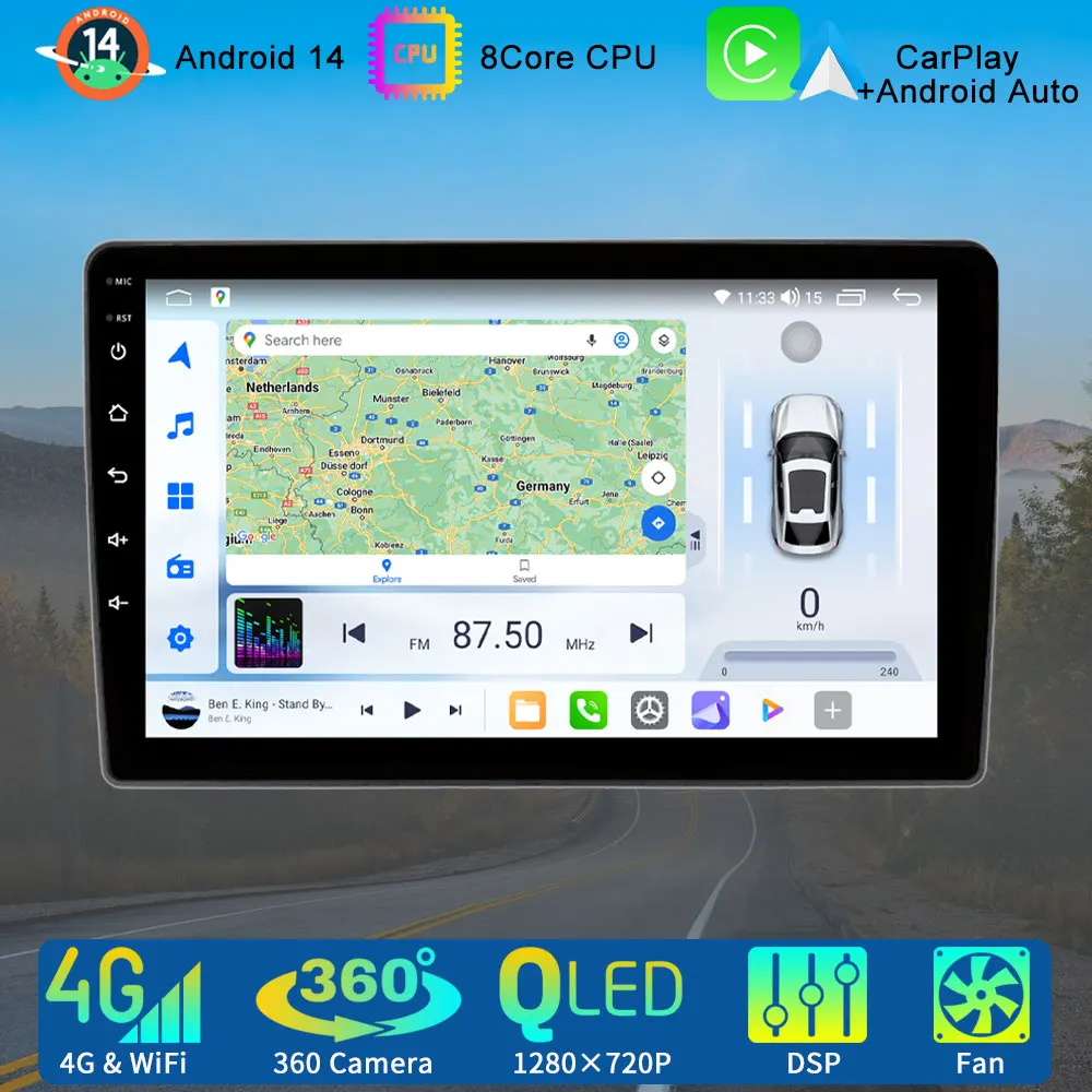 9inch Android 14 Car Radio Multimedia Player For Volkswagen VW Passat ...