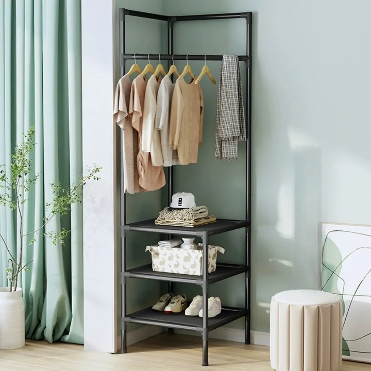 Corner-Clothes-Rack-Nightstand-Clothe-Stand-Coat-Rack-Storage ...