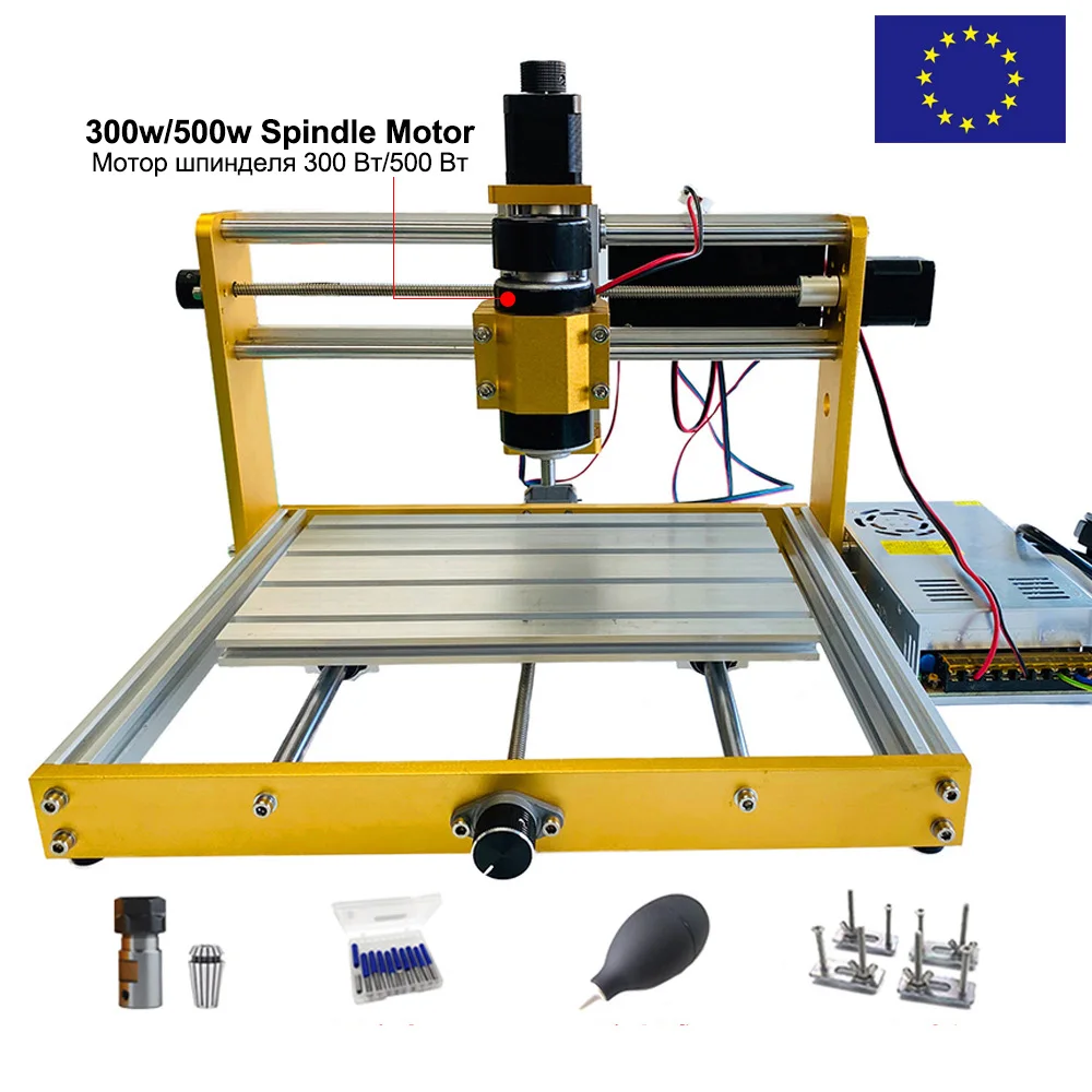 CNC 우드 라우터 머신, 스핀들 모터, 알루미늄 합금 금속 프레임, 조각 및 절단기, PCB 밀링 머신, 300 W, 500W ...