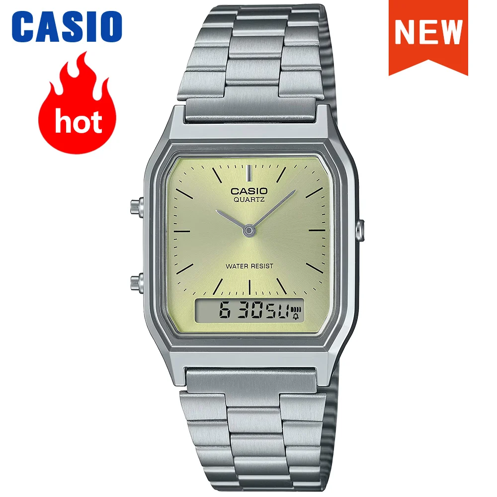 Casio watch Dual Display Electronic Meter silver watch Waterproof ...