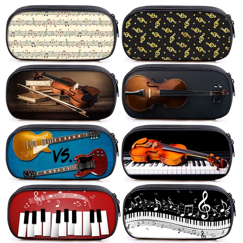 Music-Notes-Print-Cosmetic-Case-Pencil-Bag-Guitar-Violin-Storage ...