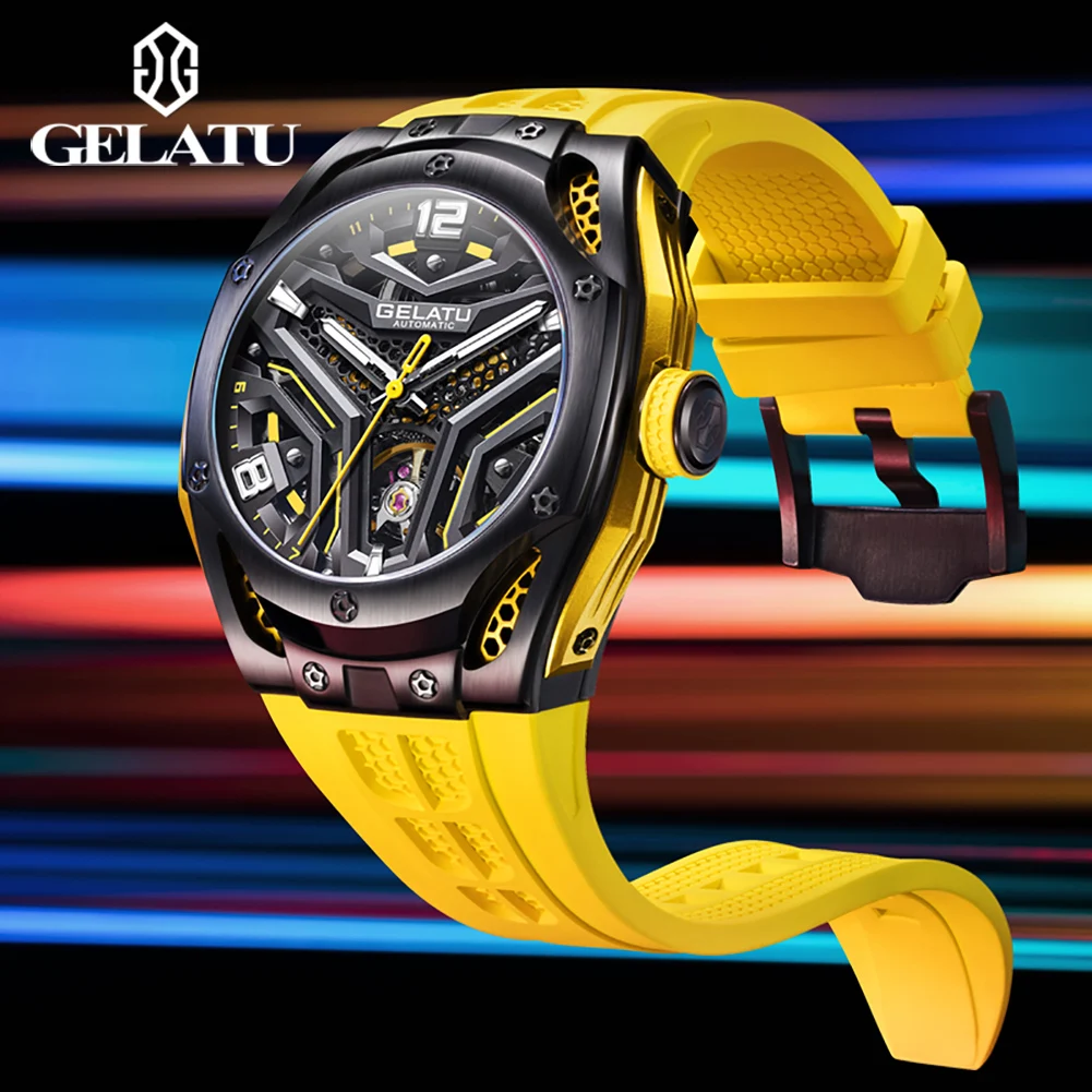 GELATU-Reloj-deportivo-luminoso-para-Hombre-cron-grafo-de-Tourbillon-de ...