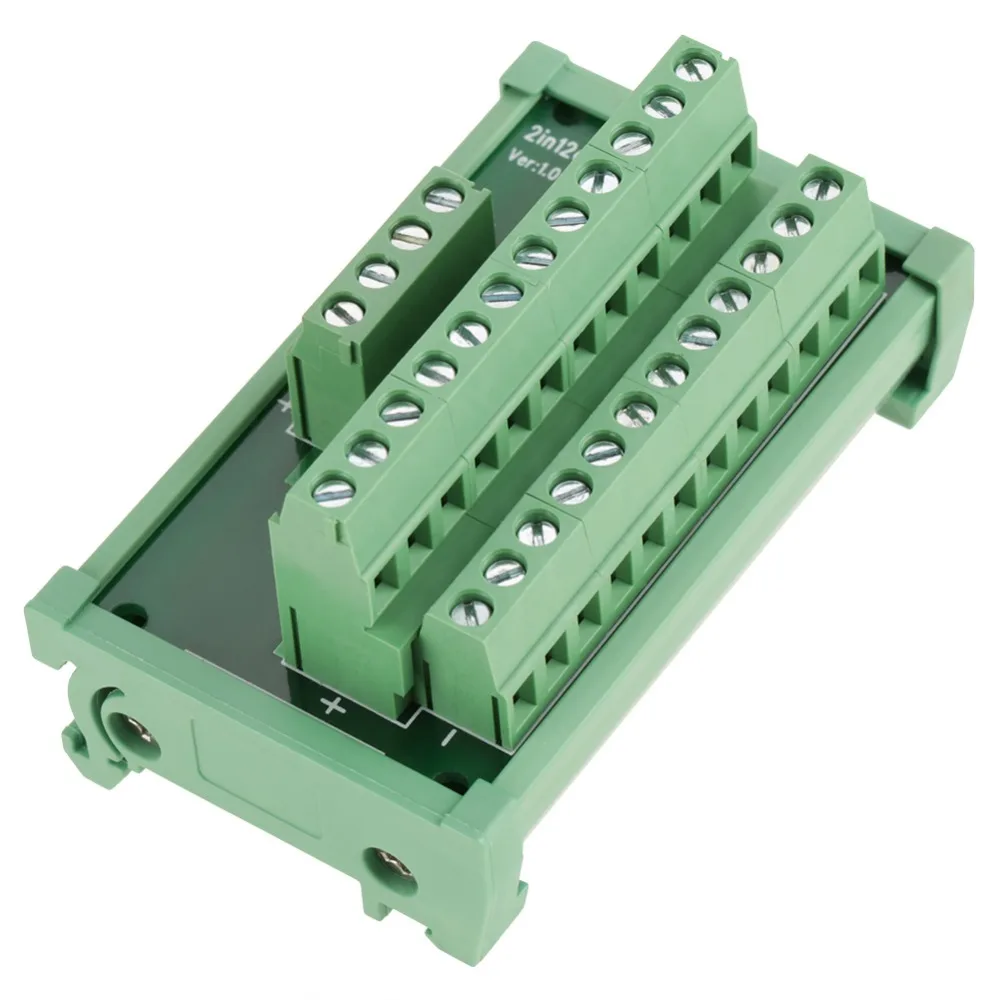 12 Position DIN Rail Mount Interface Module 2 in 12 Out Screw Terminal ...