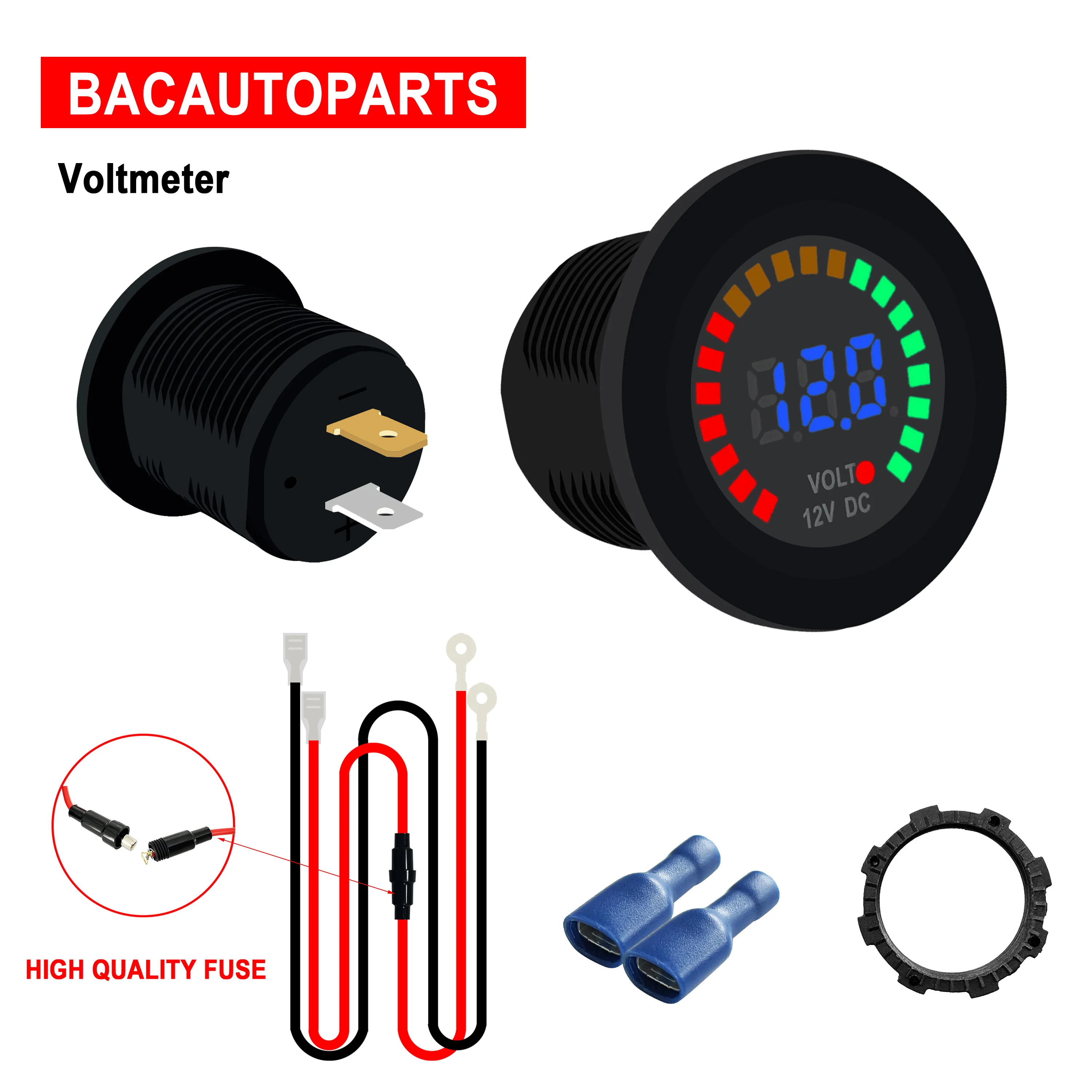 Car Accessories Waterproof DC 12V LED Digital Display Voltage Gauge ...