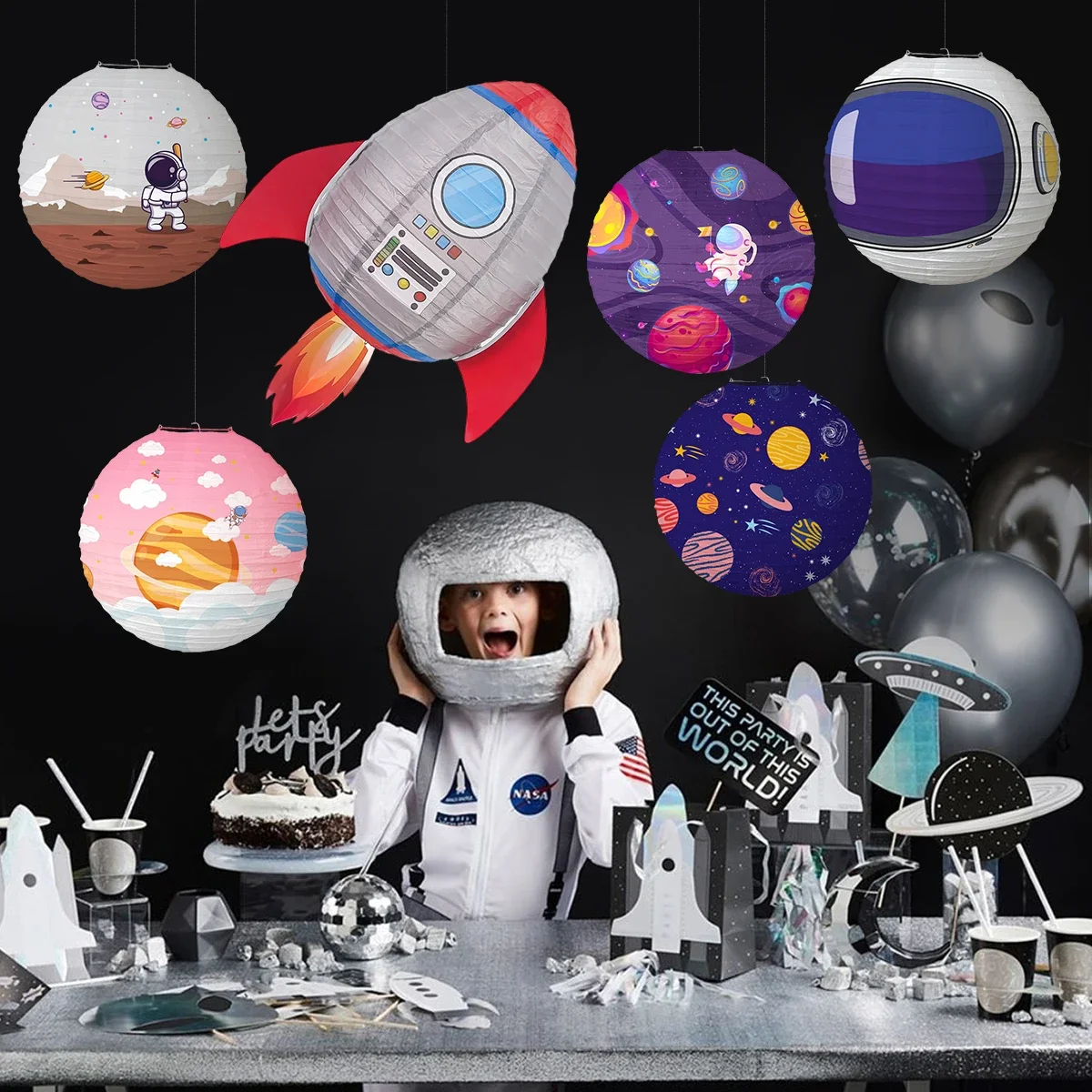 Outer-Space-Theme-1st-Birthday-Party-Decorations-Kids-Boy-Baby-Shower ...