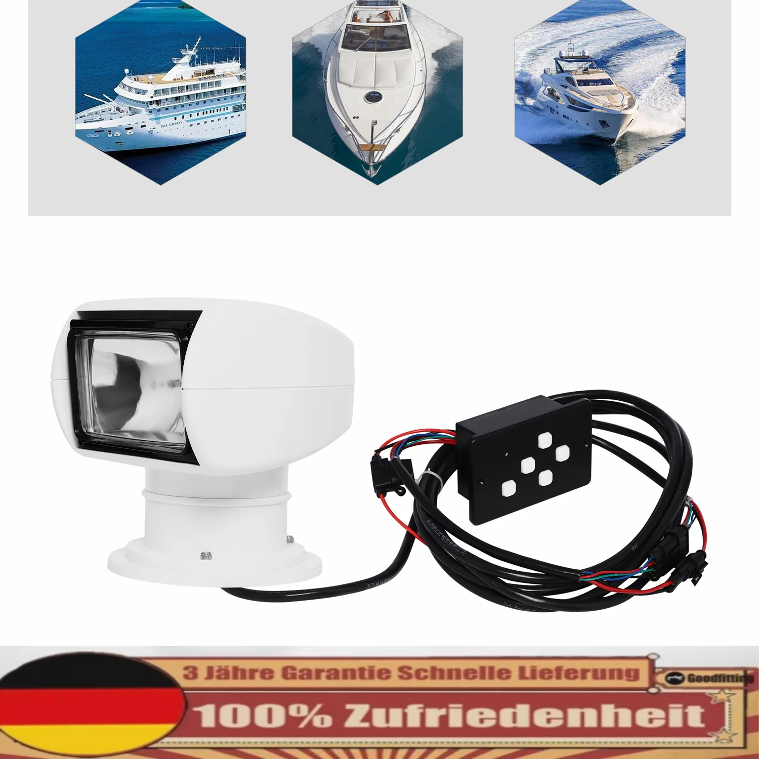 100w Spotlight Marine Remote Controlled Boat SearchLight 12v 360 ...