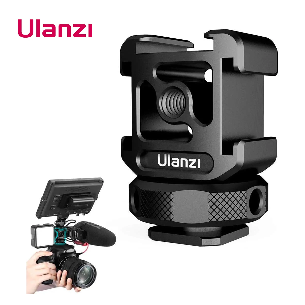 Ulanzi-PT-12-DSLR-Cold-Shoe-Mount-Adapter-DSLR-Monitor-Mount-Three-Cold ...