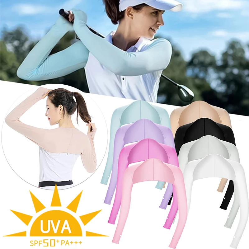 One Piece Shawl Arm Sleeves Ice Silk Long Arm Cover Gloves Breathable ...