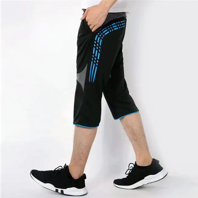 Men Football Soccer Training 3/4 Sport Pants Elasticity Legging Running ...