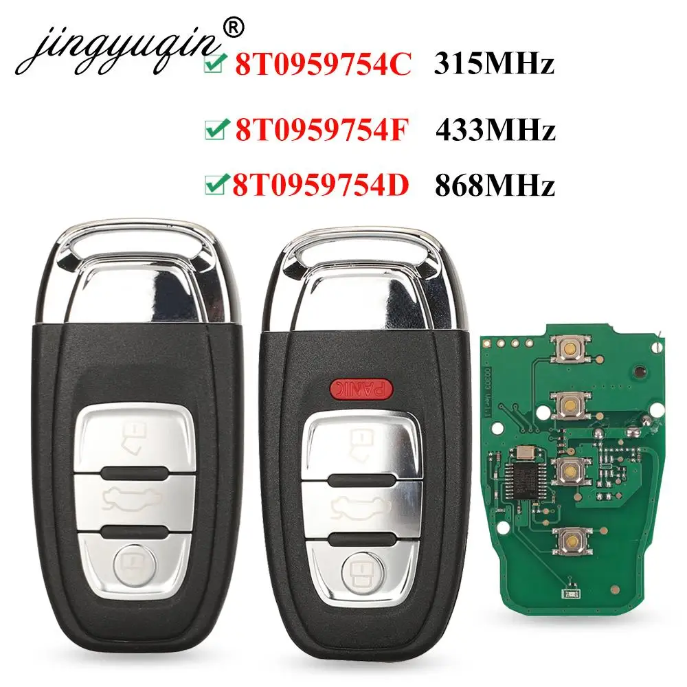 jingyuqin Smart Remote Key Semi Keyless 3/4BTN 315MHz/433MHZ/868MHZ 8T0 ...