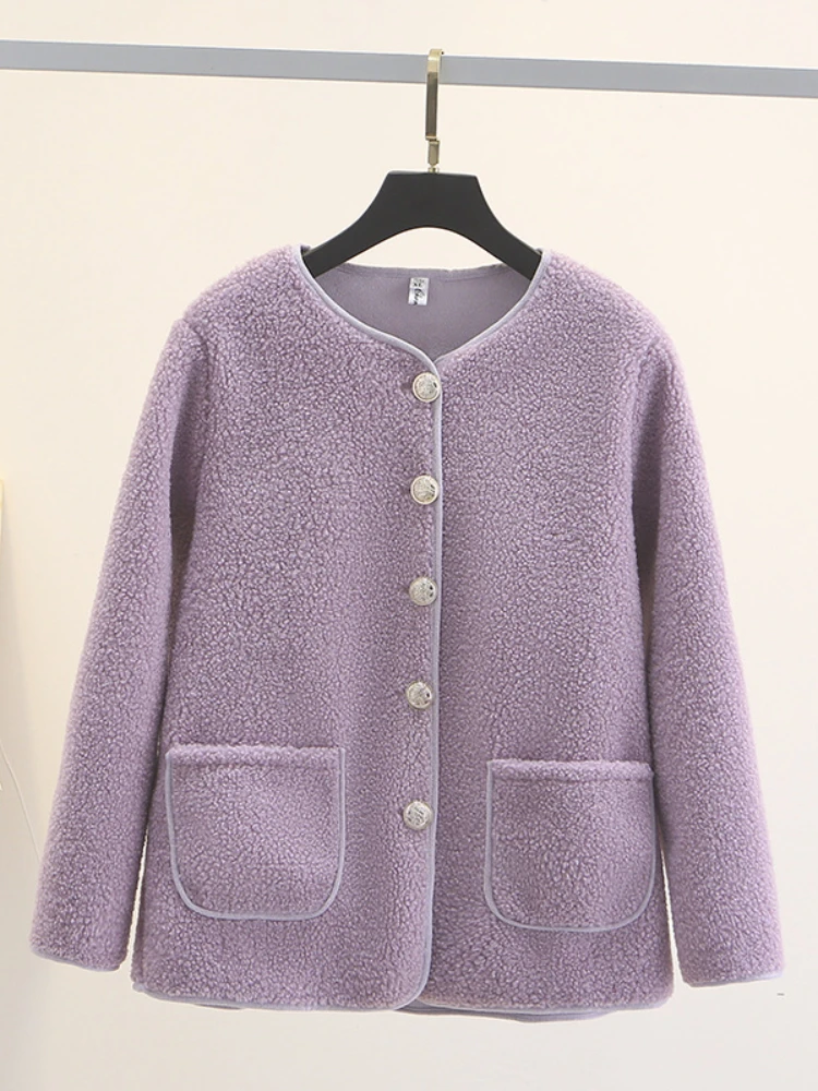 Causal-Outwear-for-Women-O-Neck-Long-Sleeves-Single-Breasted-Pockets ...