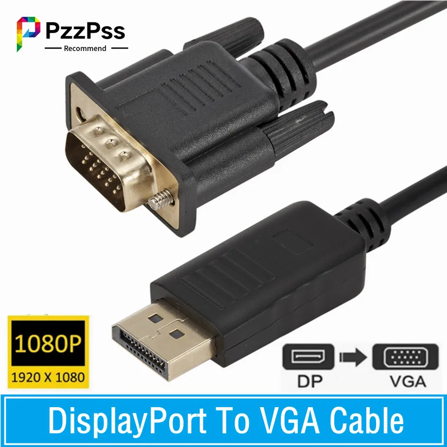 PzzPss-1-8-m-DisplayPort-zu-VGA-Adapterkabel-1080P-DP-zu-VGA-Stecker ...