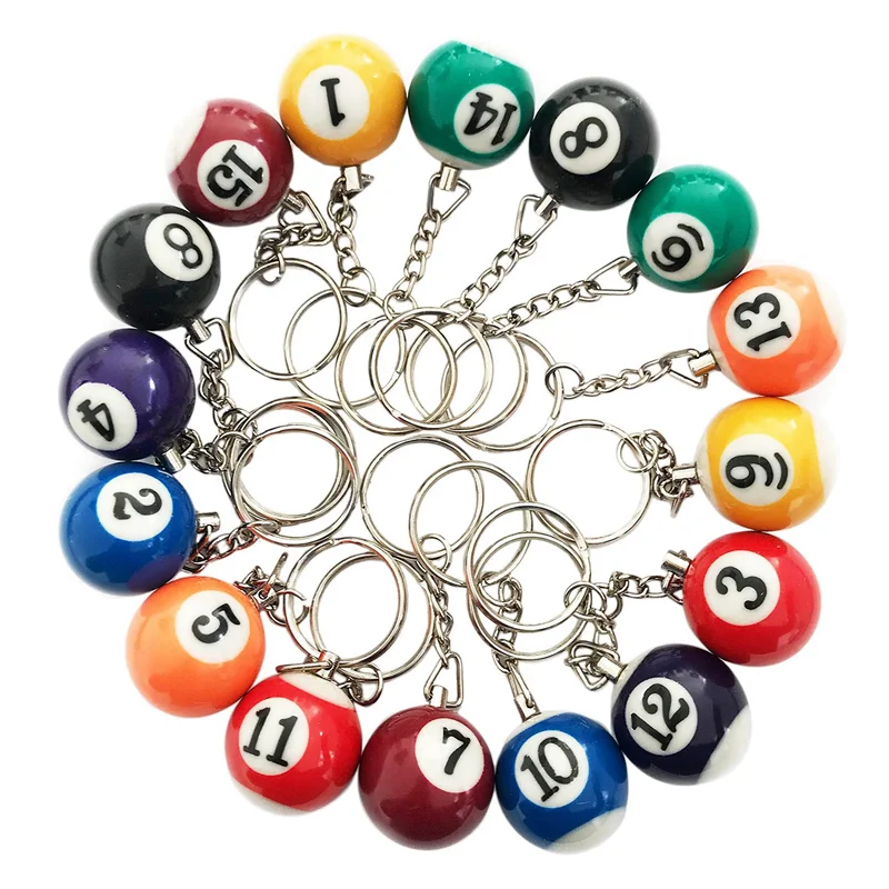 Colorful Billiard Ball Keychain Set 48 Pcs,Mini Magic Key Chain Balls ...