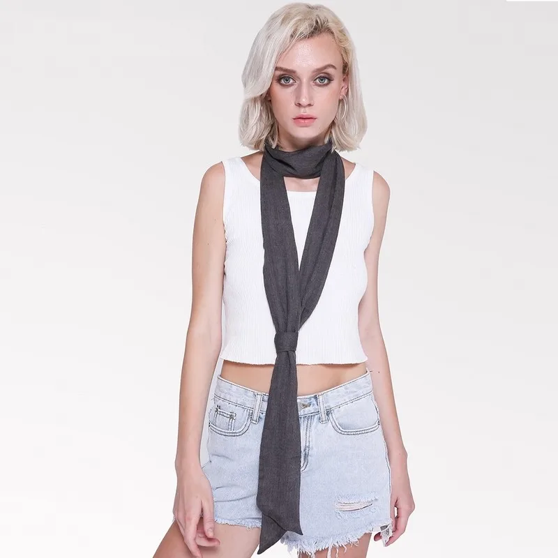 Bufanda-larga-y-estrecha-de-220x8CM-para-mujer-bandana-de-gasa-de-Color ...