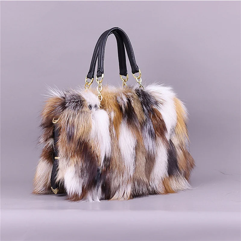 Luxury Real Fox Fur Women Messenger Bag 2024 Winter Ladies Warm ...