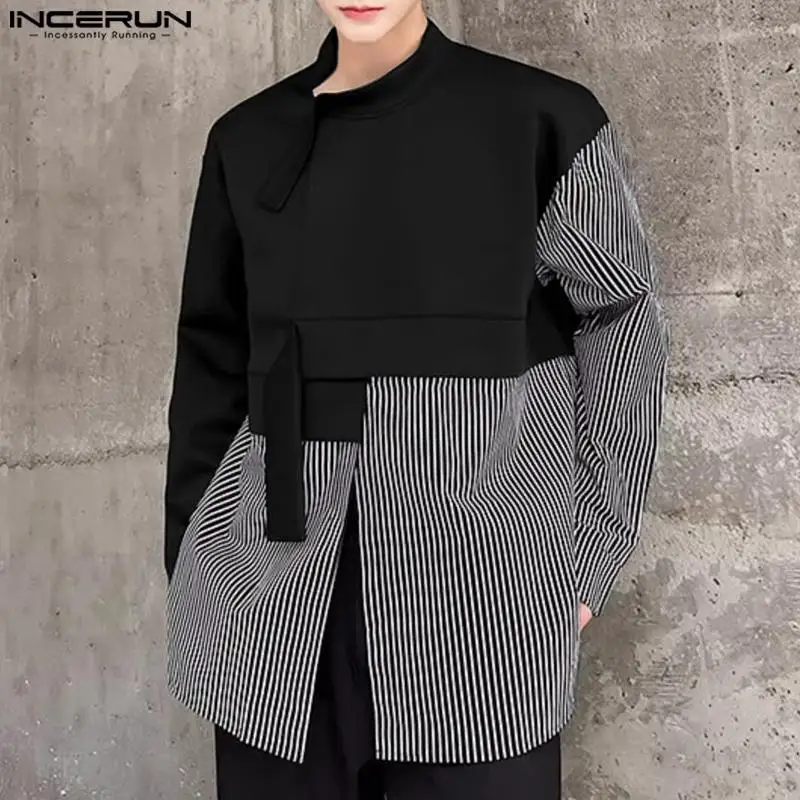 Casual-Stylish-Style-Tops-INCERUN-Men-s-Irregular-Stripe-Splicing ...