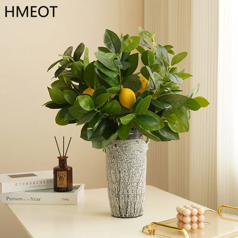 New-Artificial-Silk-Lemon-Leaves-Red-Small-Fresh-Literary-Green-Plants ...