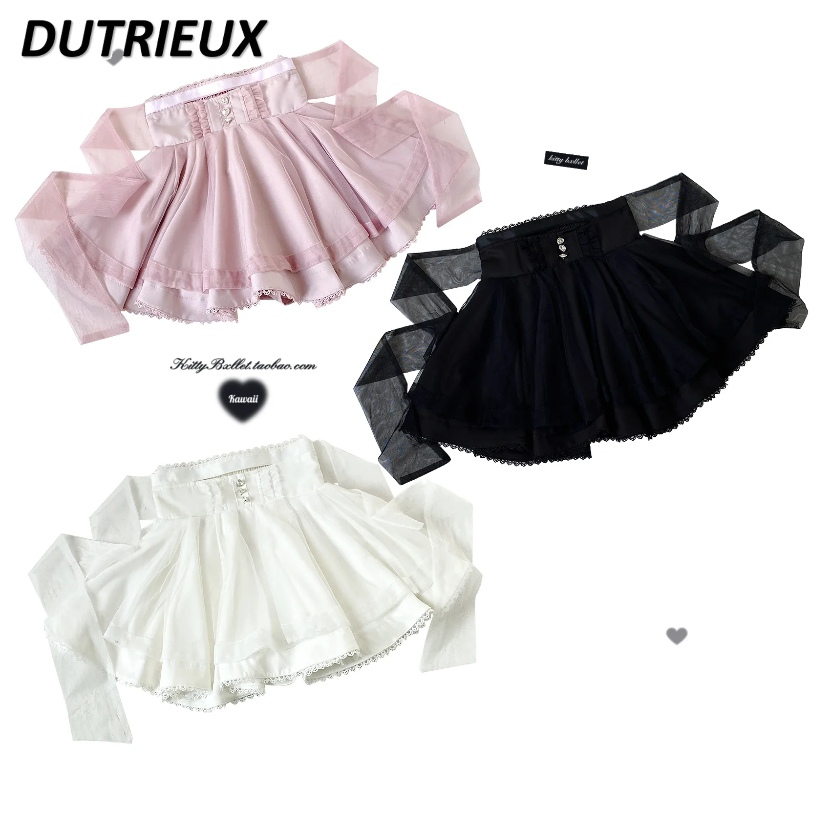 Sweet and Cute Girl High Waist Lace-up A-line Short Skirt Summer ...