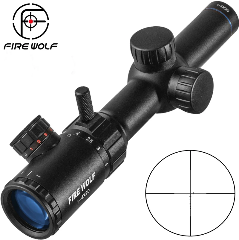 FIRE WOLF 1-4X20 Green/Red Reticle Riflescopes Hunting Rifle Scope With ...