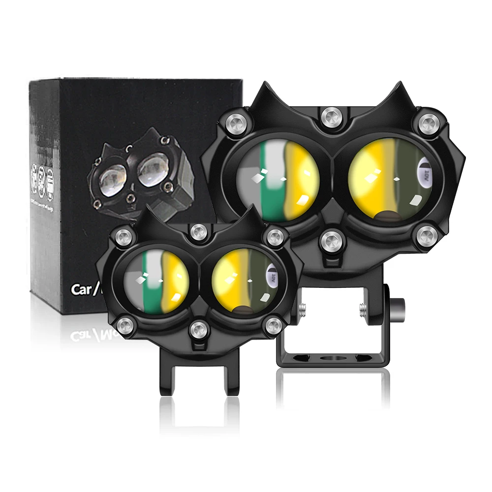 Universal-30W-Owl-Led-Work-Light-White-Yellow-Bicolor-Driving-Fog-Lamp ...