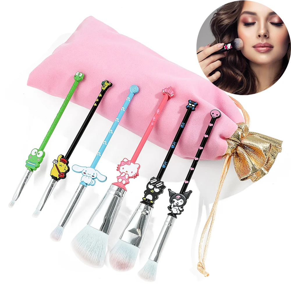 6Pcs-Hello-Kitty-Makeup-Brushes-Kits-Kawaii-Sanrios-Kuromi-Powder ...