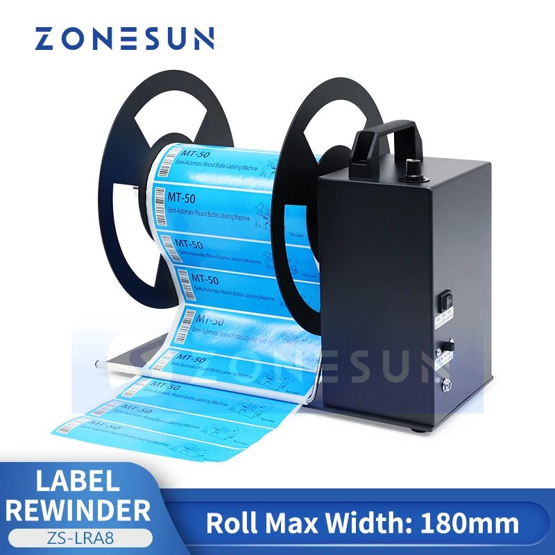 ZONESUN-Automatic-Label-Rewinder-180mm-Barcode-Serial-Number-Label ...