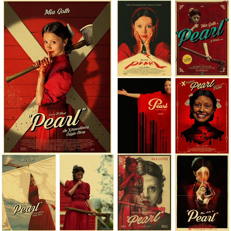 Retro-Pearl-Posters-2022-Horror-Movie-Kraft-Paper-Prints-Film-X-Vintage ...