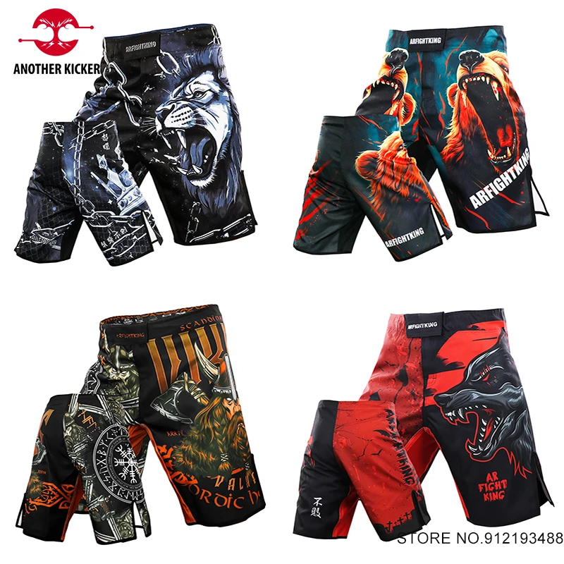 MMA-Shorts-Tiger-Lion-Printing-Men-Fight-Shorts-Kick-Boxing-Grappling ...