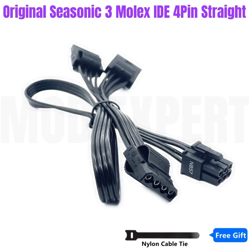 Original-Seasonic-3-Molex-IDE-4Pin-Peripheral-Straight-Modular-Power ...