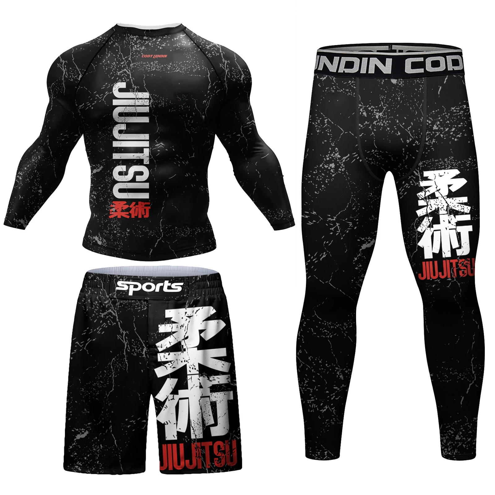 Cody-Lundin-Rash-Guard-Sportswear-masculino-camiseta-e-cal-a-shorts-de ...