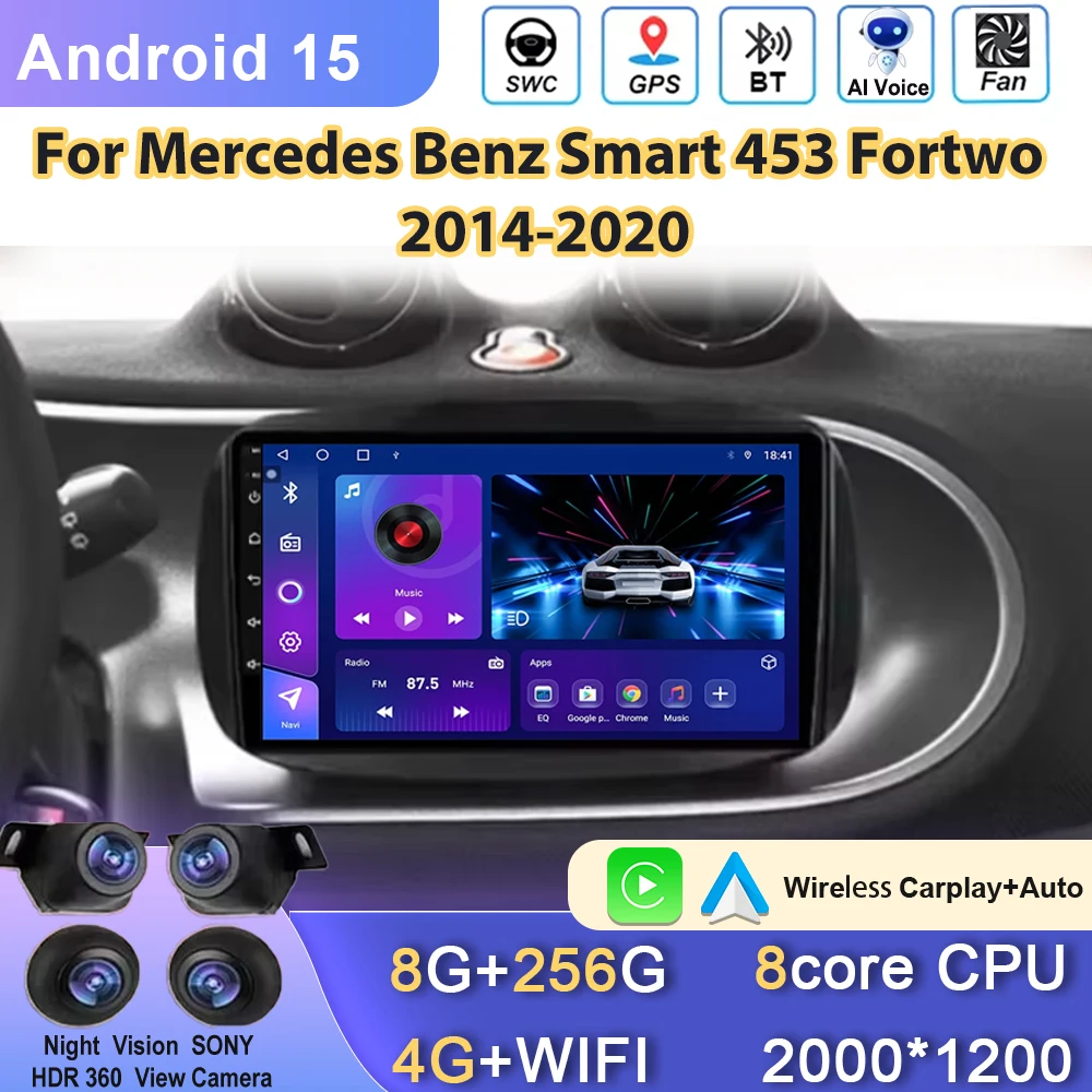 Android For Mercedes Benz Smart 453 Fortwo 2014-2020 Carplay Car Radio ...