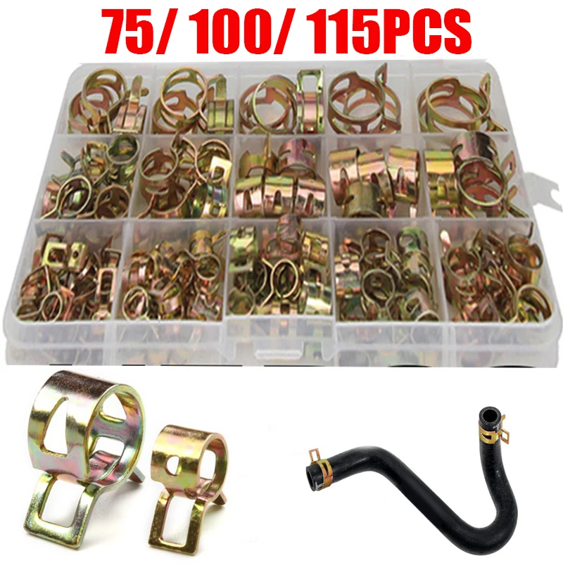 75-100-155PCS-Car-Truck-Spring-Clips-Fuel-Oil-Water-Hose-Clip-Pipe-Tube ...
