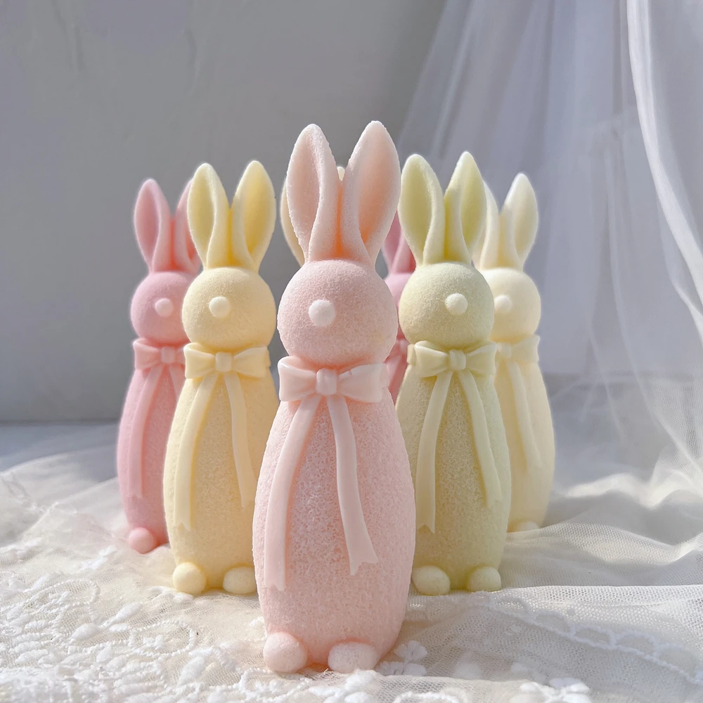 Two-Designs-Flocked-Rabbit-Silicone-Candle-Molds-Bowknot-Bunny-Silicone ...