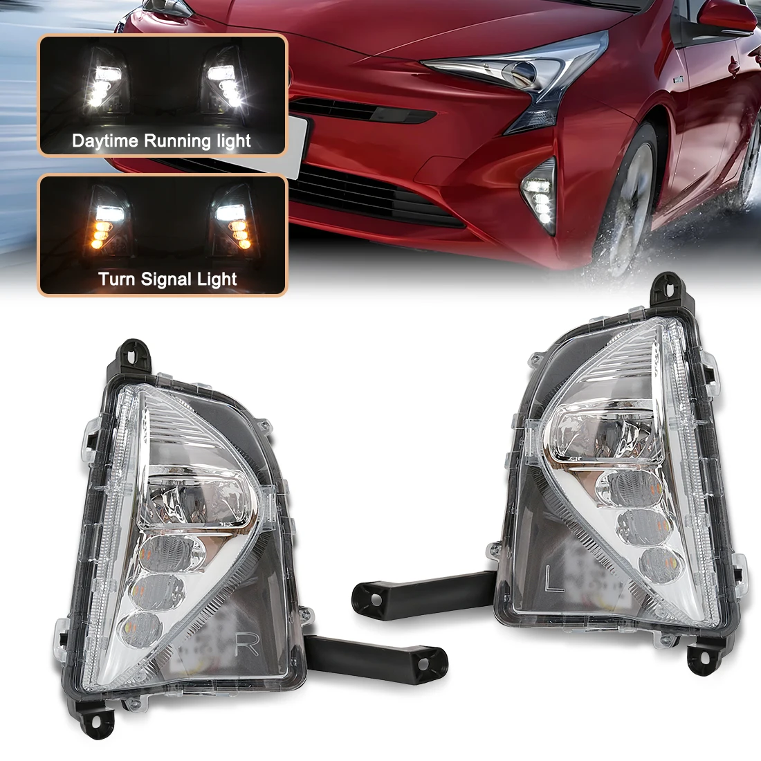DRL For Toyota Prius 2016 2017 2018 LED Fog Lamp Daytime Running White ...