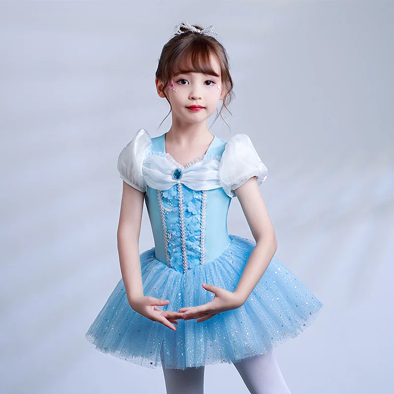 Summer girl ballet dress princess skirt fluffy mesh skirt hem ruffle ...