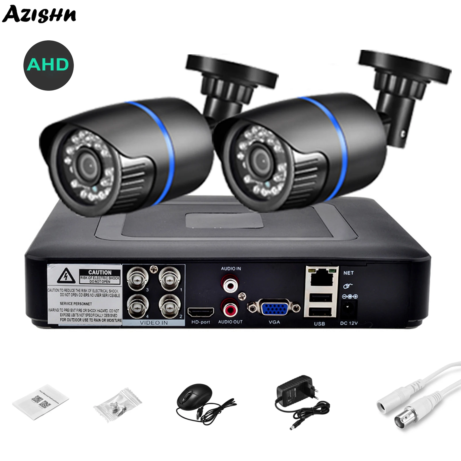 AZISHN-5MP-2PCS-AHD-CCTV-Camera-Security-System-4CH-5-in-1-DVR-Night ...