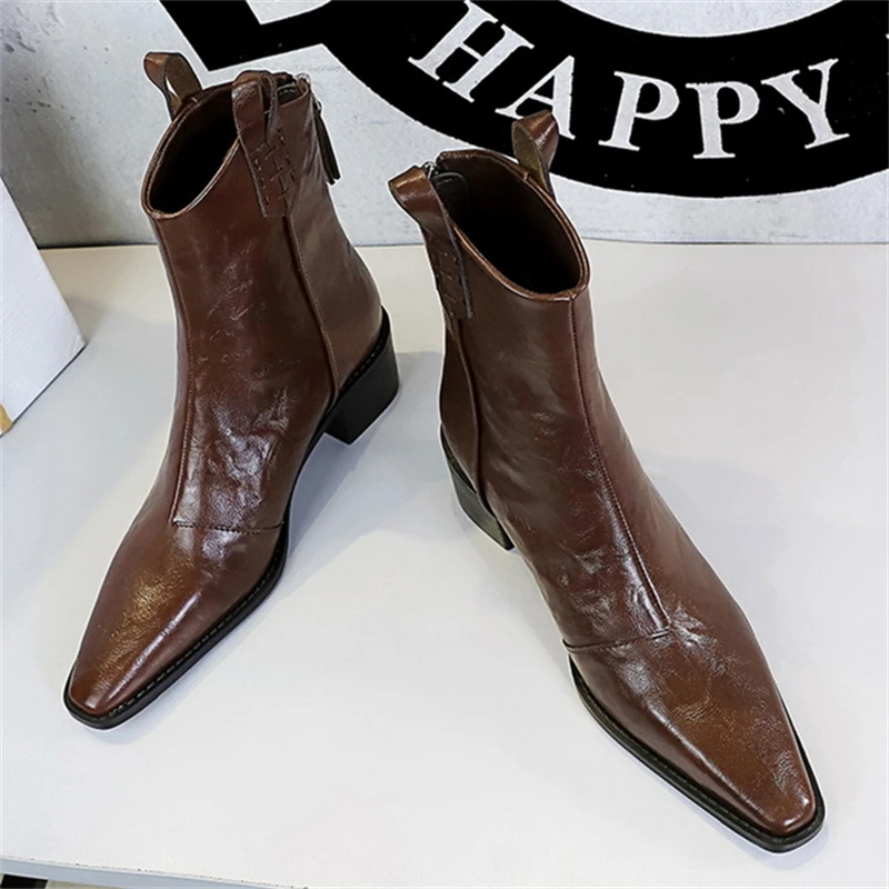 BIGTREE diseñador Punk Vintage puntiagudos botines de Mujer Otoño ...