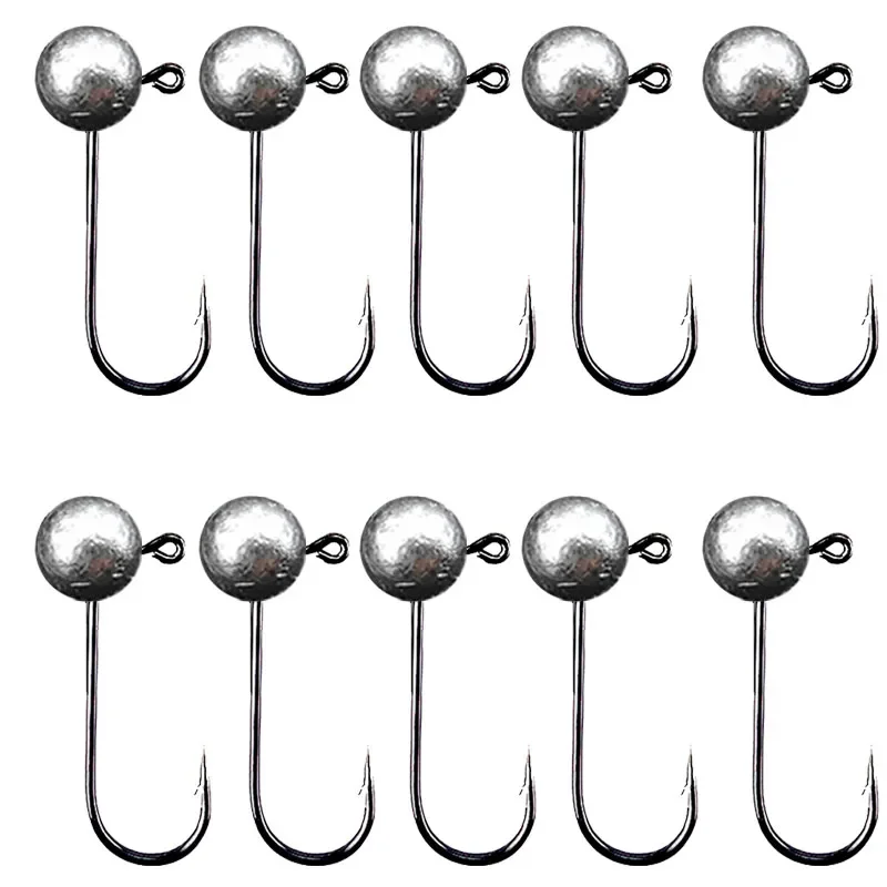 10pcs/lot Jig Head Fishing Hook 0.8g 1.7g 3.5g 4.7g 7g 9.4g Round Ball ...