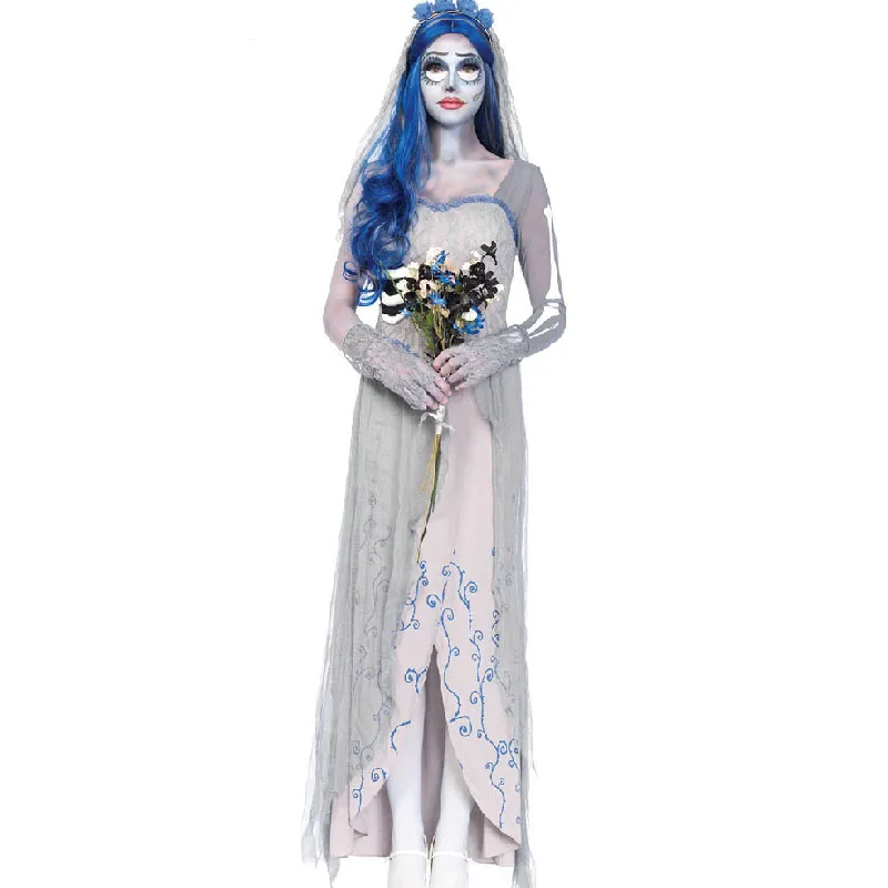 Halloween Corpse Bride Costume Women Scary Bone Skeleton Dress Joker ...