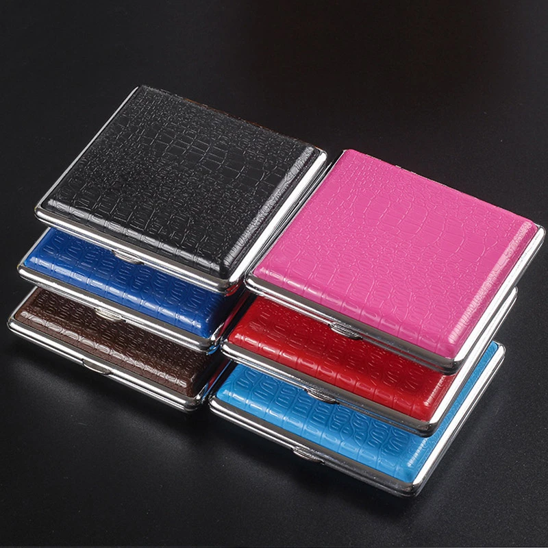 Leather Cigarette Box Case Holder Tobacco Cigar Cigarette Clip Storage ...
