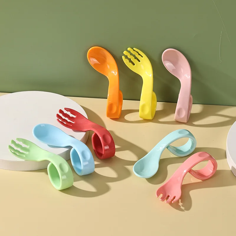 Children-Learn-To-Eat-Training-Spoon-Kids-Feeding-Utensil-Toddler ...