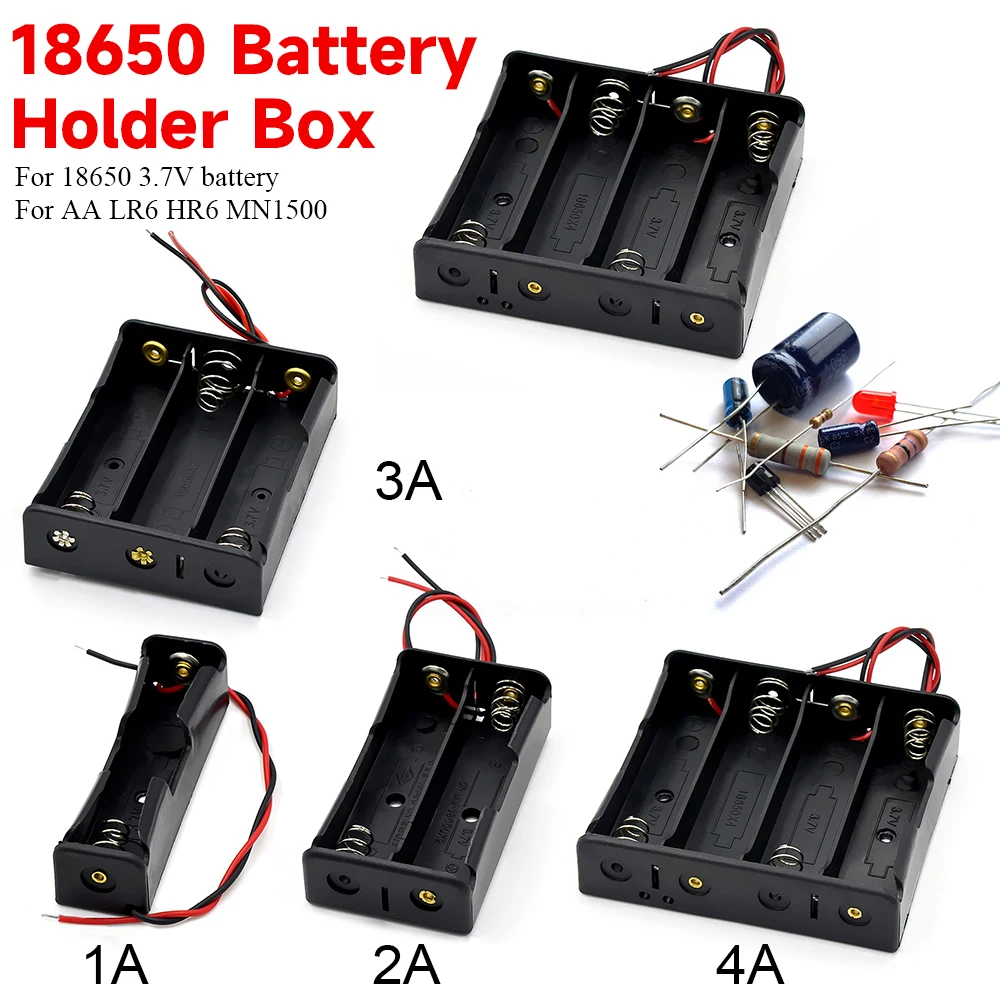 DIY Plastic 18650 Battery Storage Box Case 1 2 3 4 Slot 18650 Power ...